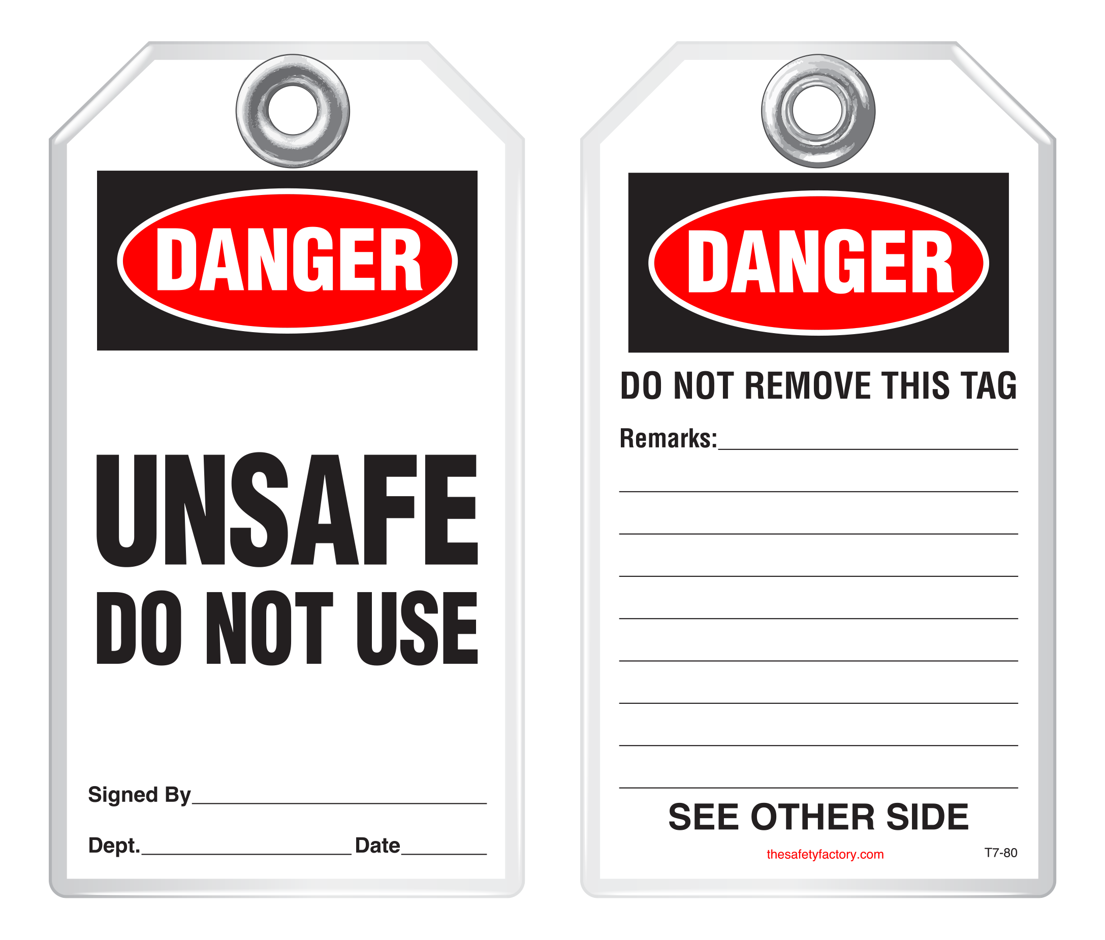 Safety Tag - Danger, Unsafe, Do Not Use